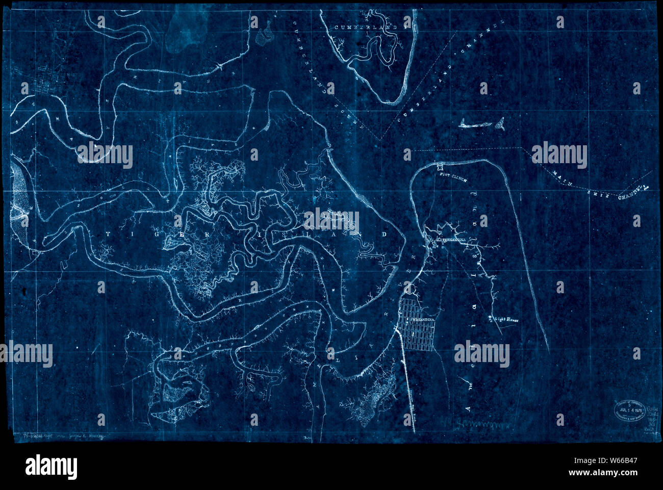Civil War Maps 1991 Map of Fernandina region Florida Inverted Rebuild ...