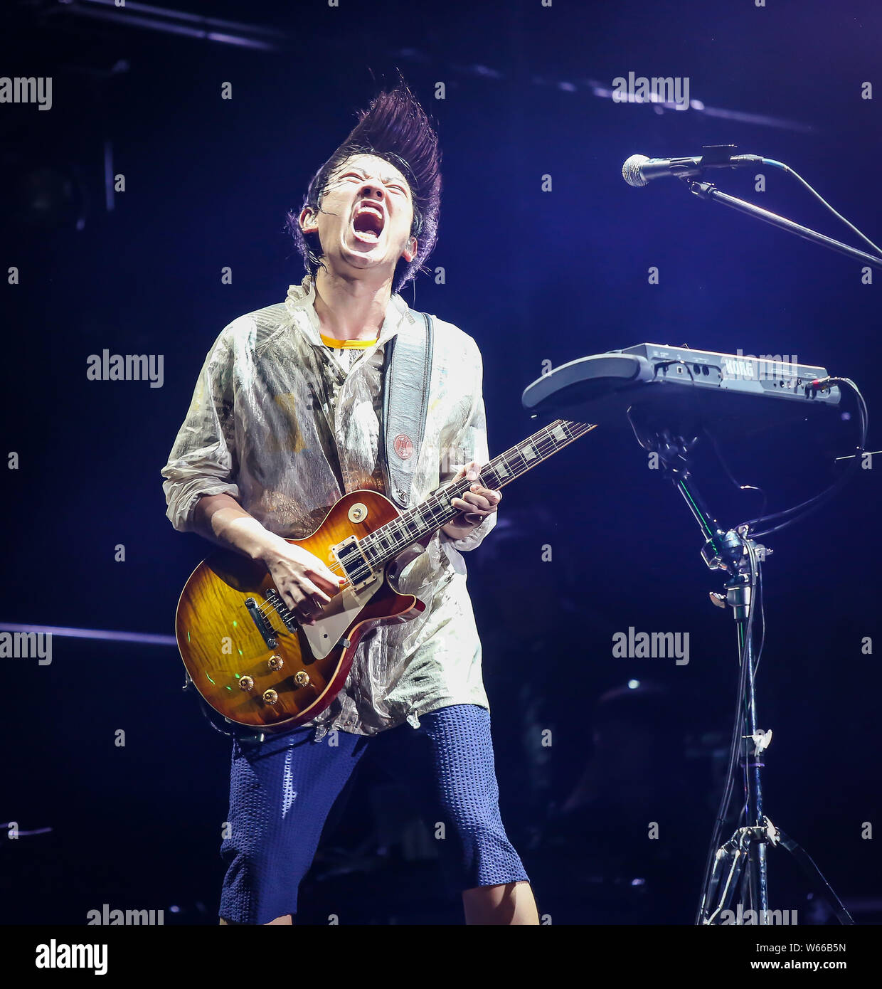 Members of Japanese rock band Radwimps perform during Radwimps Asia ...