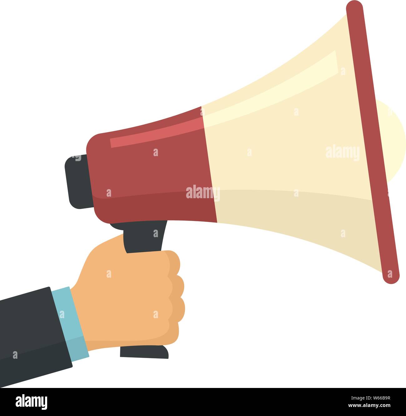 Megaphone in hand icon. Flat illustration of megaphone in hand vector ...