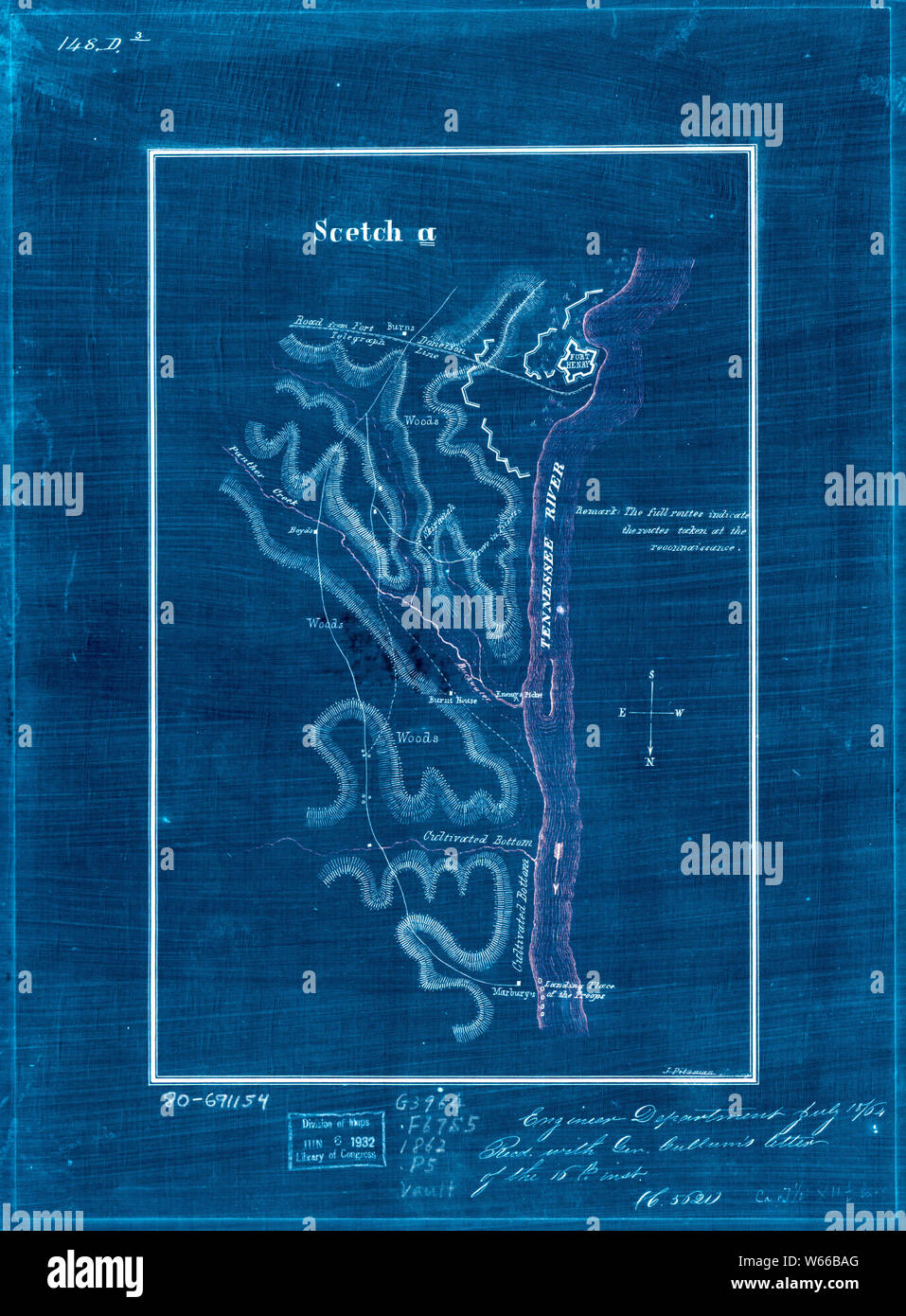 Civil War Maps 1992 Map of Fort Henry Tennessee and environs Inverted ...