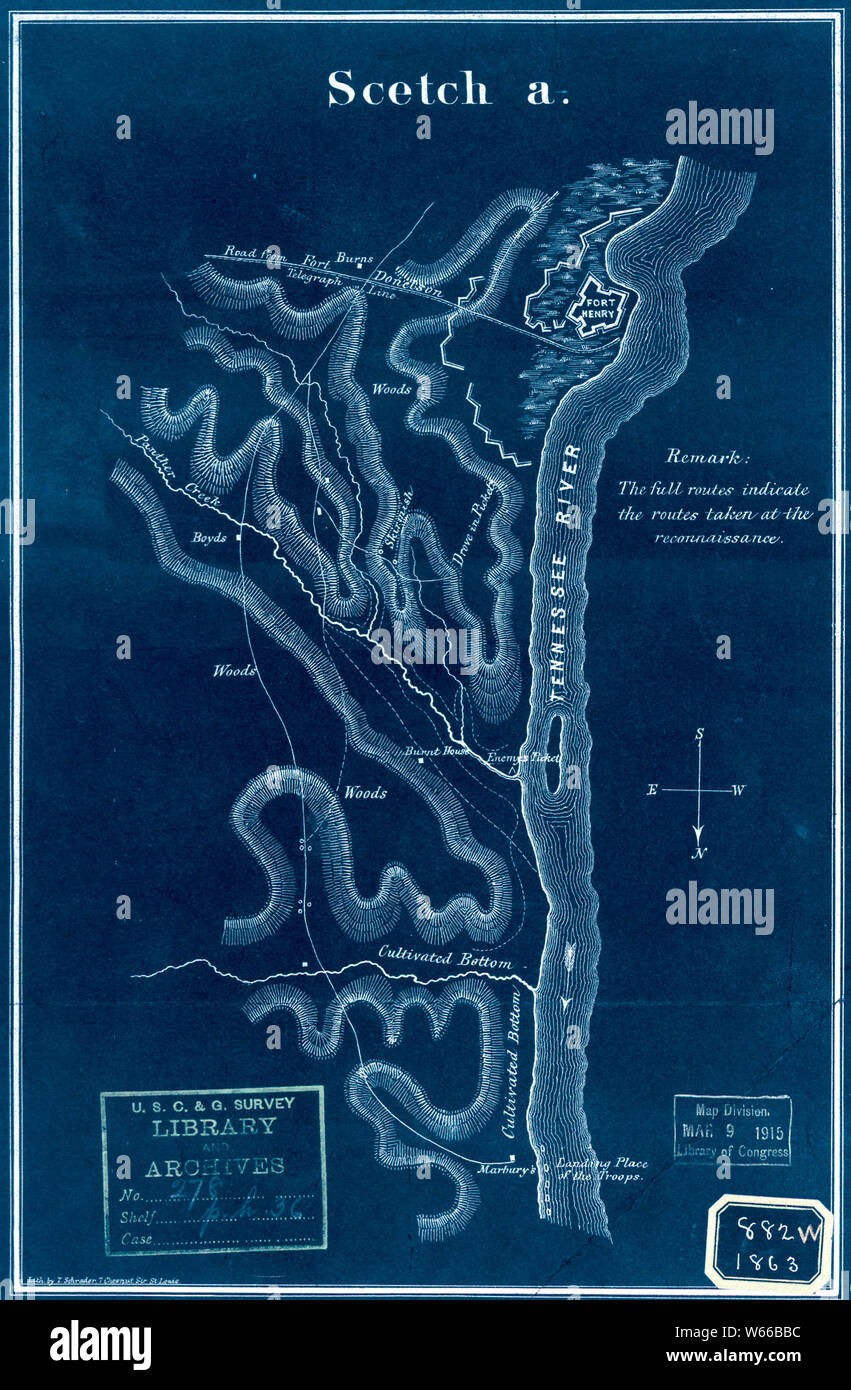 Civil War Maps 1993 Map of Fort Henry Tennessee and environs Inverted ...