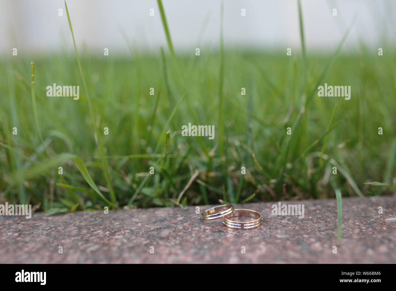 Wedding rings on a asphalt texture. Good photo of wedding detail ...