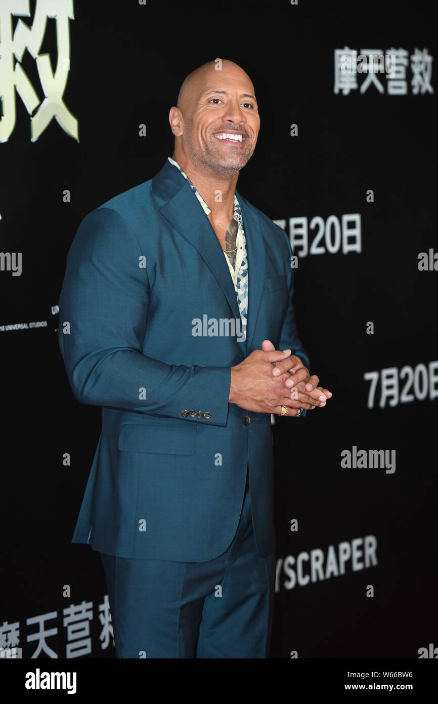 American actor Dwayne Johnson arrives on the red carpet for a premiere ...