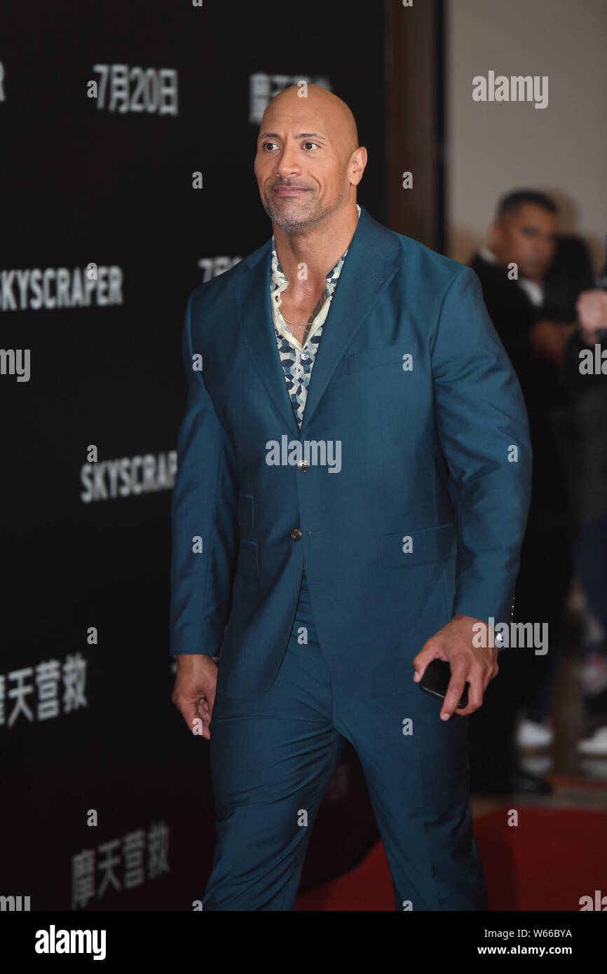 American actor Dwayne Johnson arrives on the red carpet for a premiere ...