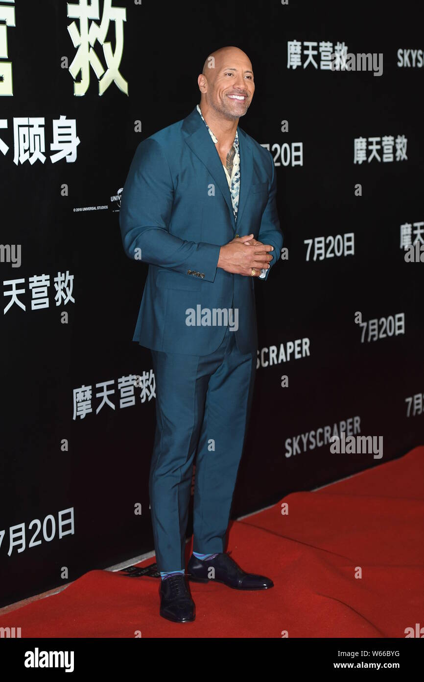 American actor Dwayne Johnson arrives on the red carpet for a premiere ...