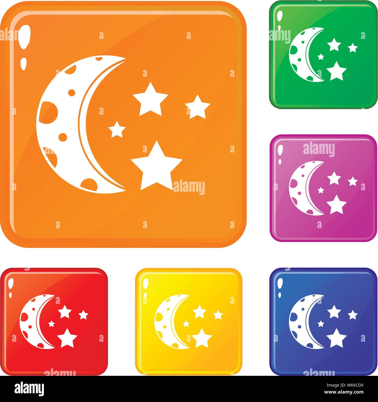 Starry night icons set vector color Stock Vector Image & Art - Alamy