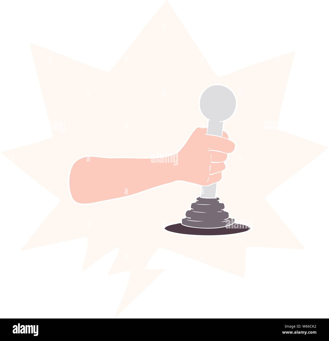 cartoon hand pulling lever with speech bubble in retro style Stock ...