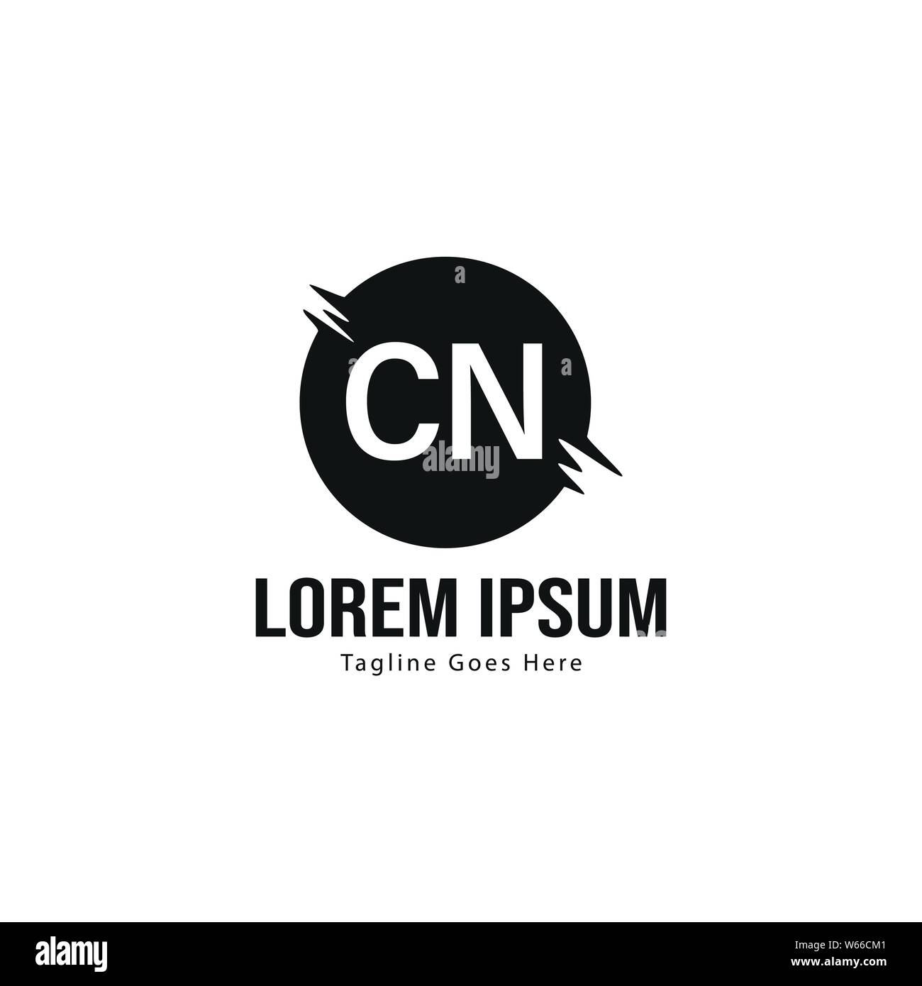 Initial CN logo template with modern frame. Minimalist CN letter logo ...