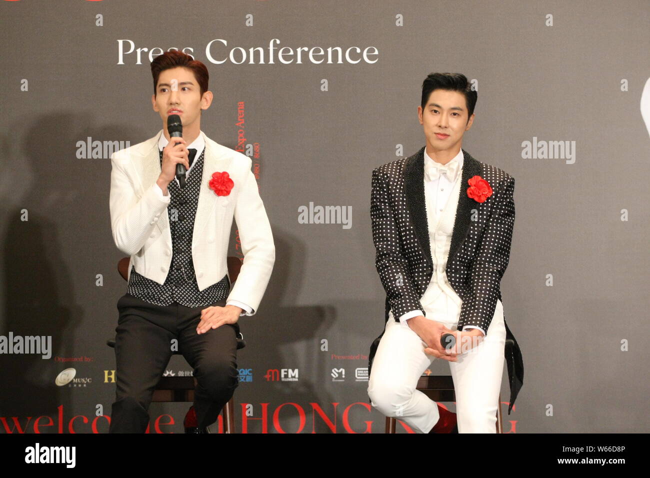 Singers and actors Shim Chang-min, left, also known by his stage name ...