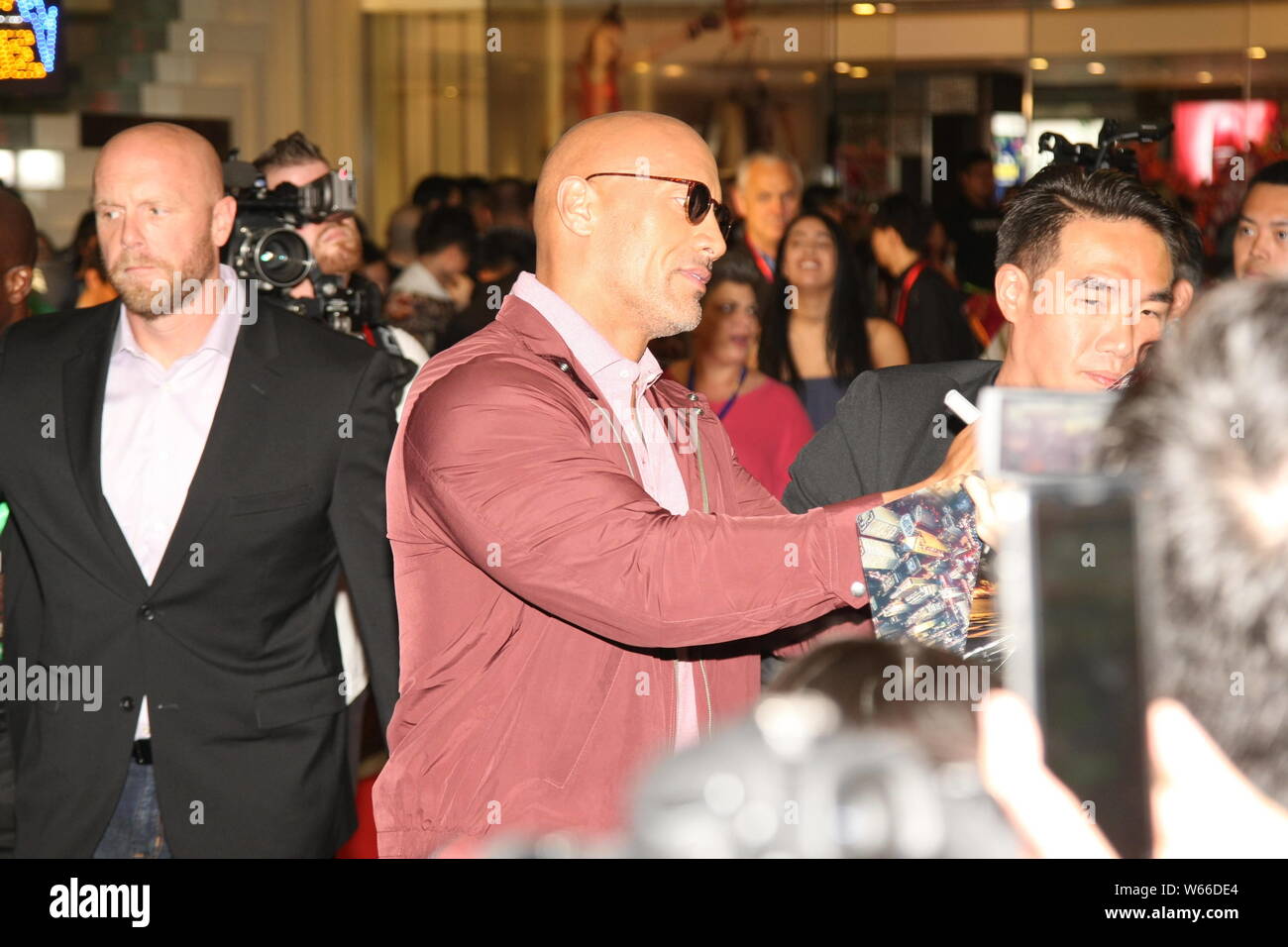 American actor Dwayne Johnson attends a promotional event for the movie ...