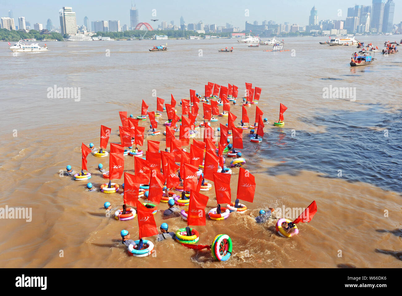 Swimmers take part in the 2018 Yangtze River Swimming Race to mark the ...