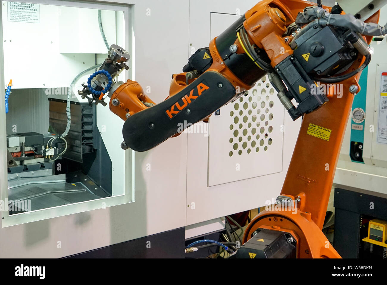 --FILE--A robot arm of German robot maker Kuka is pictured during an ...