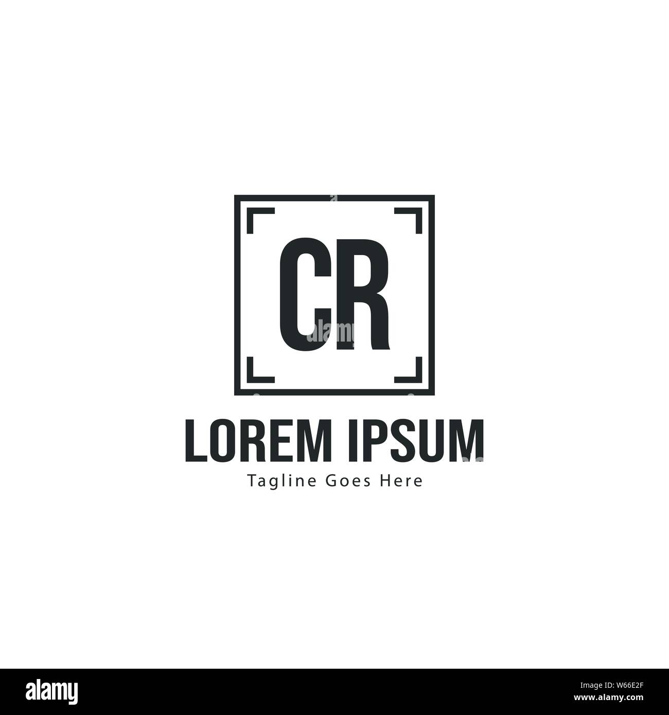 Initial CR logo template with modern frame. Minimalist CR letter logo ...