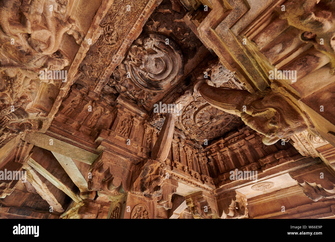 stone carving inside Durga Temple, Aihole, Karnataka, India Stock Photo ...
