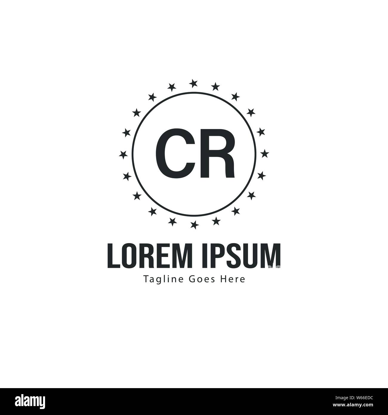 Initial CR logo template with modern frame. Minimalist CR letter logo ...