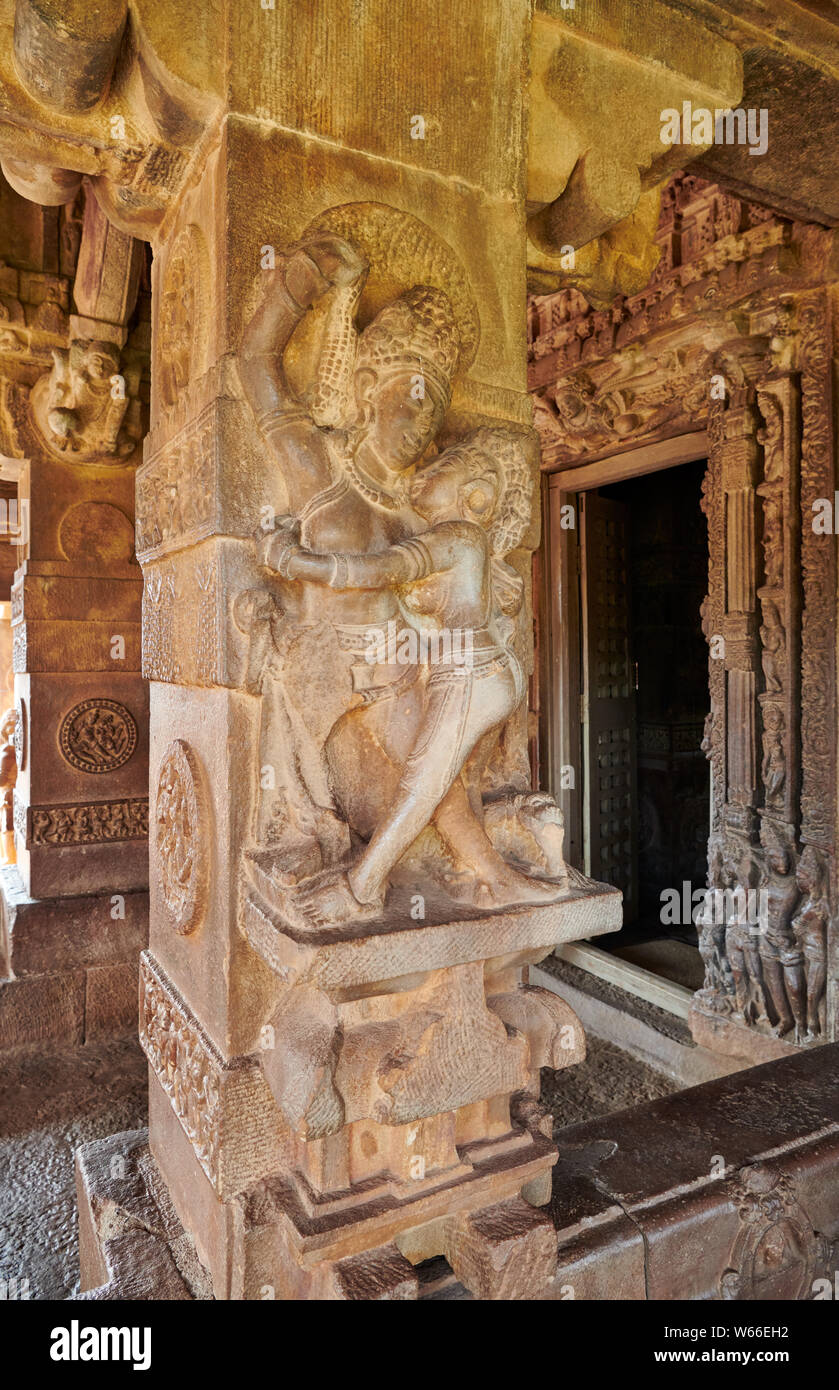 stone carving inside Durga Temple, Aihole, Karnataka, India Stock Photo ...