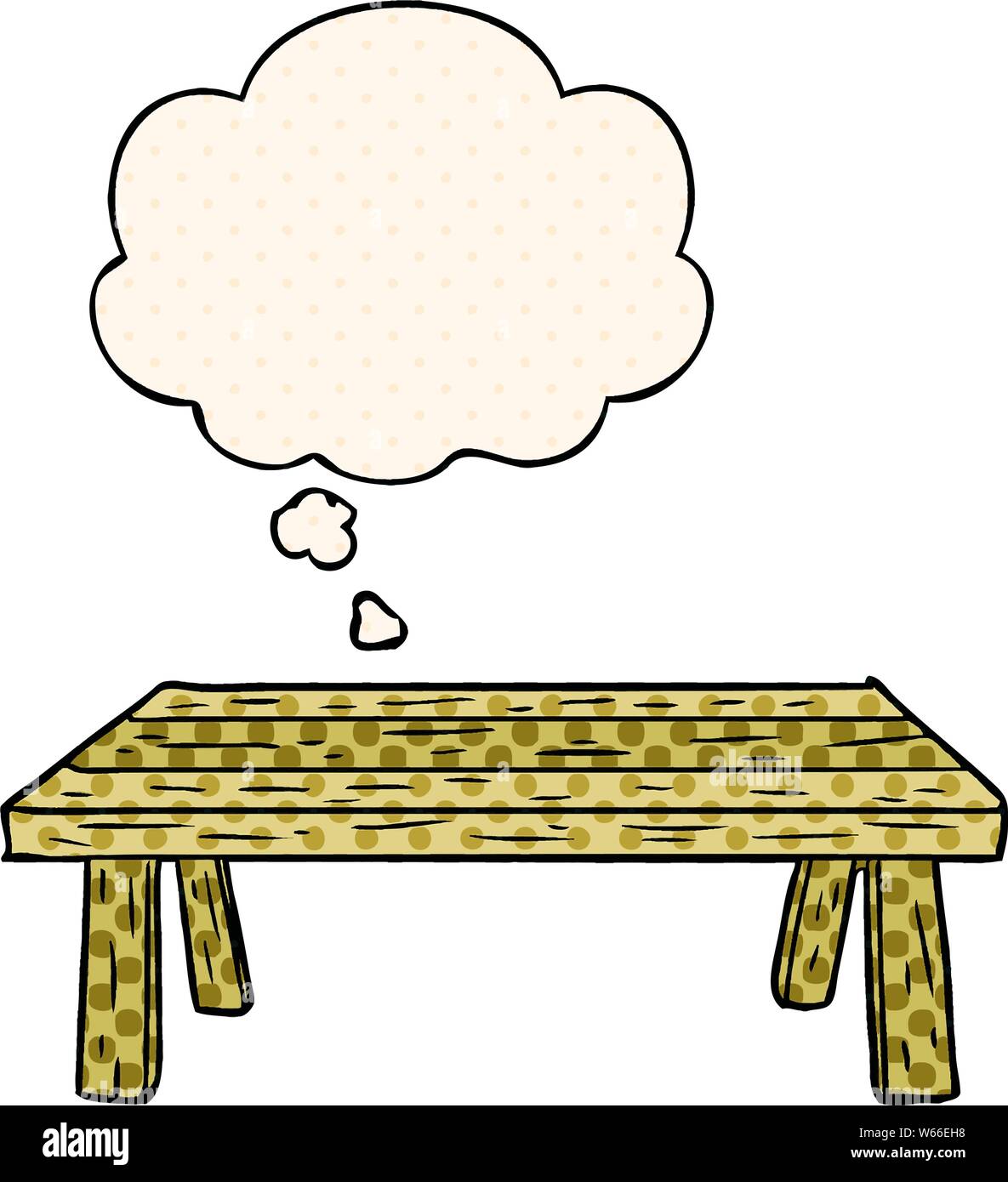 cartoon table with thought bubble in comic book style Stock Vector ...