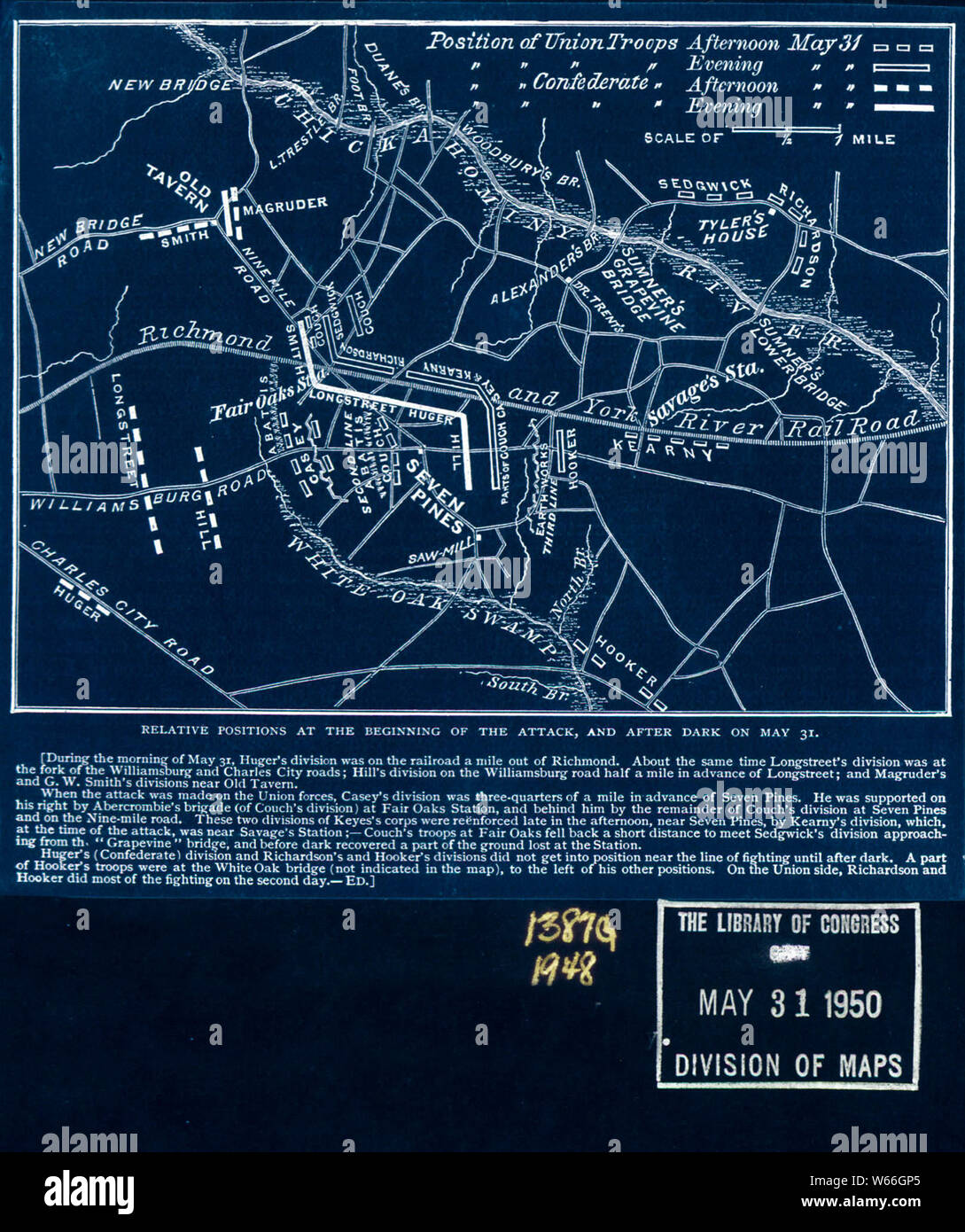 Civil War Maps 2073 Map of the battle of Seven Pines relative positions ...