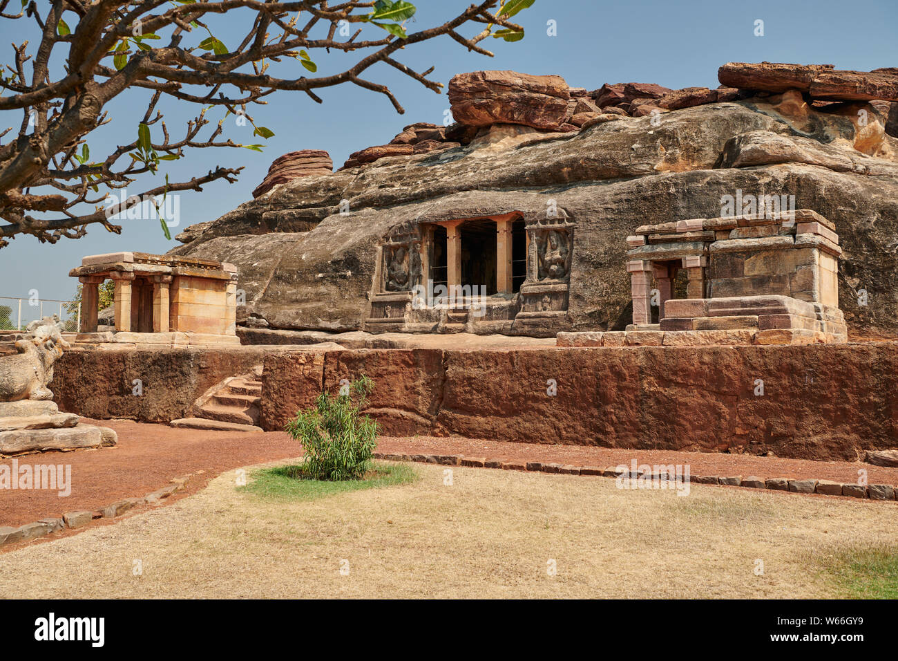 outside of Ravana Phadi Cave Temples, Aihole, Karnataka, India Stock ...