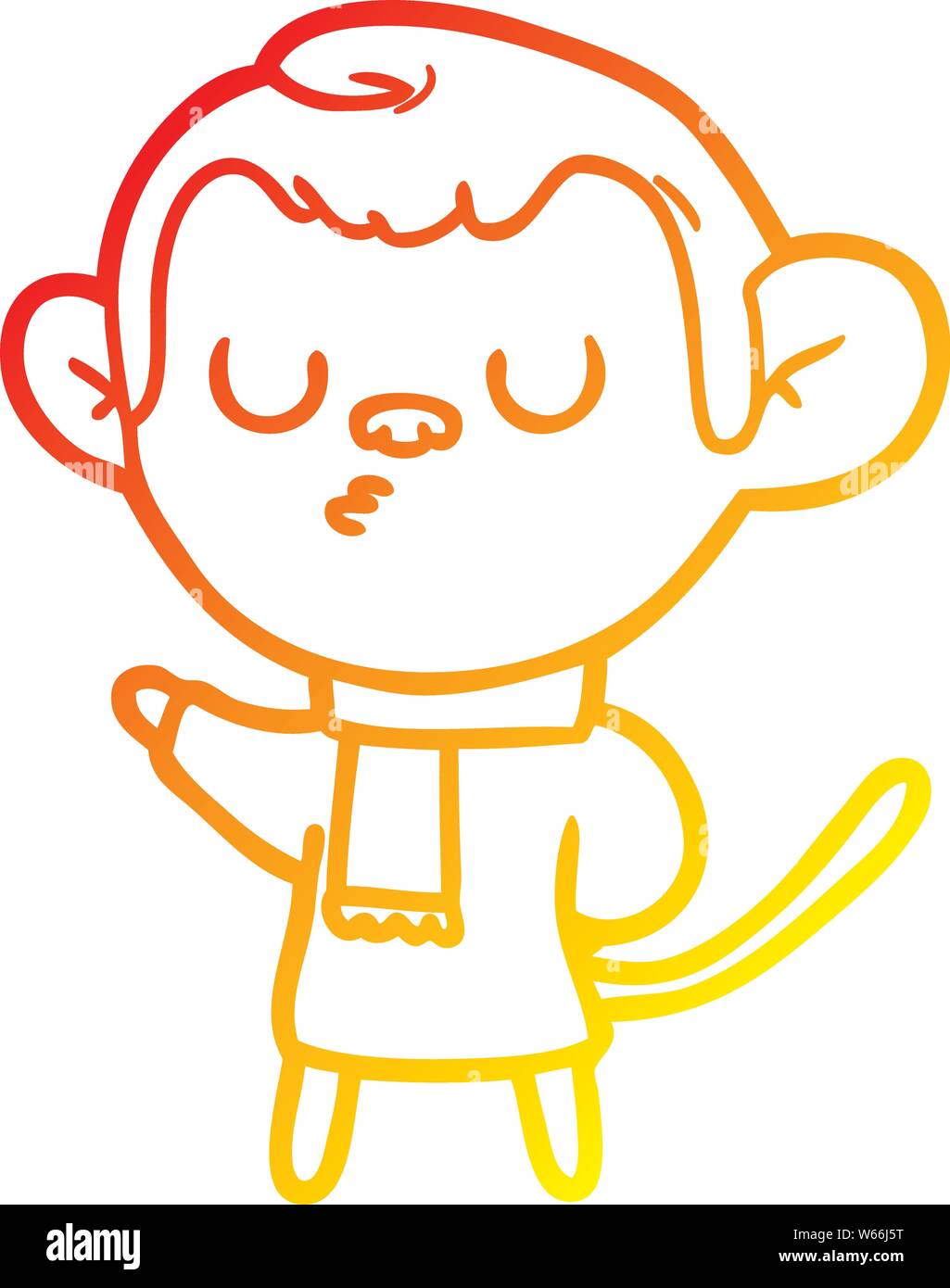warm gradient line drawing of a cartoon monkey Stock Vector Image & Art ...