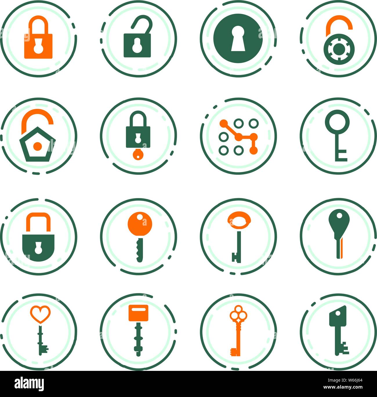 Lock and Key icon set for web sites and user interface Stock Vector ...