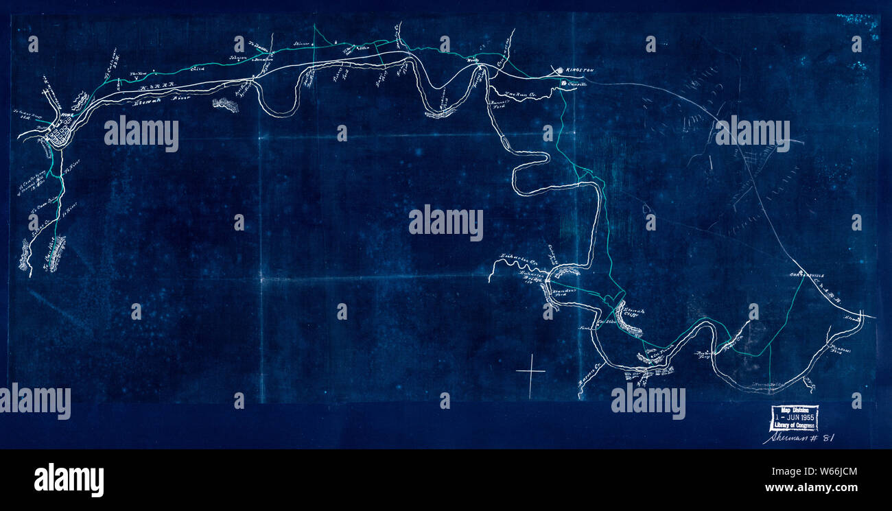 Civil War Maps 2102 Map of the Etowah River from Rome to Cartersville ...