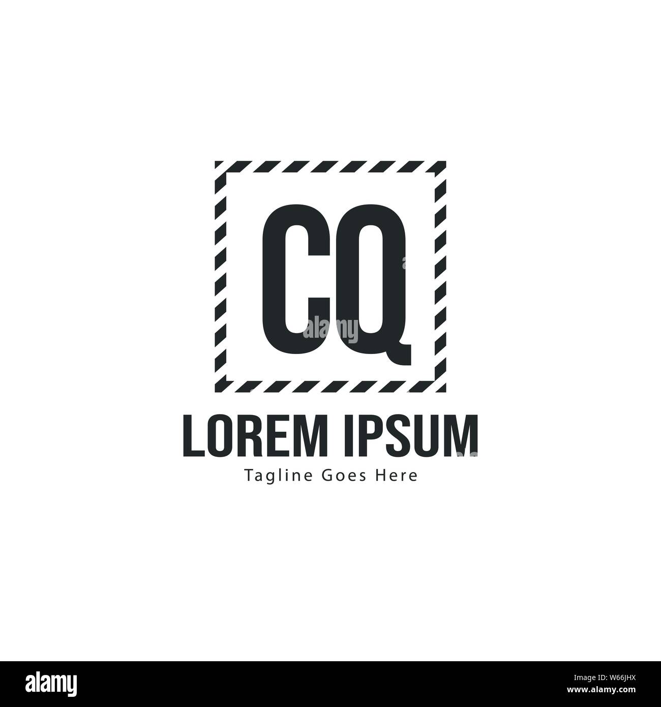 Initial CQ logo template with modern frame. Minimalist CQ letter logo ...