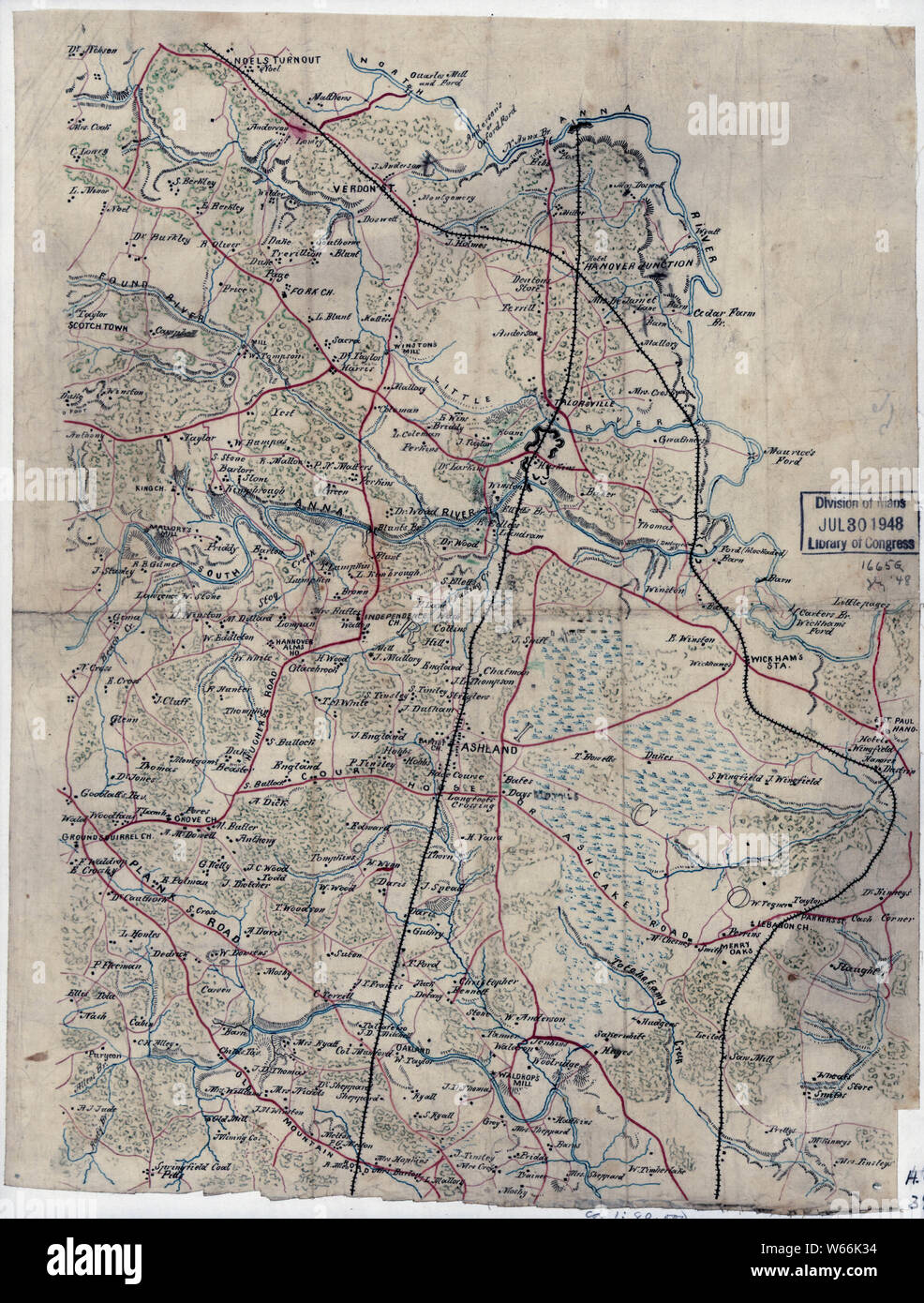 Civil War Maps 2115 Map of the northern portion of Hanover County Va ...