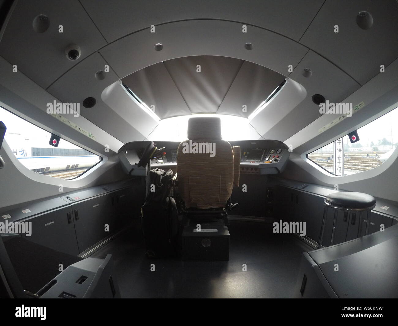 Interior view of the cockpit of a new longer "Fuxing" high-speed bullet ...