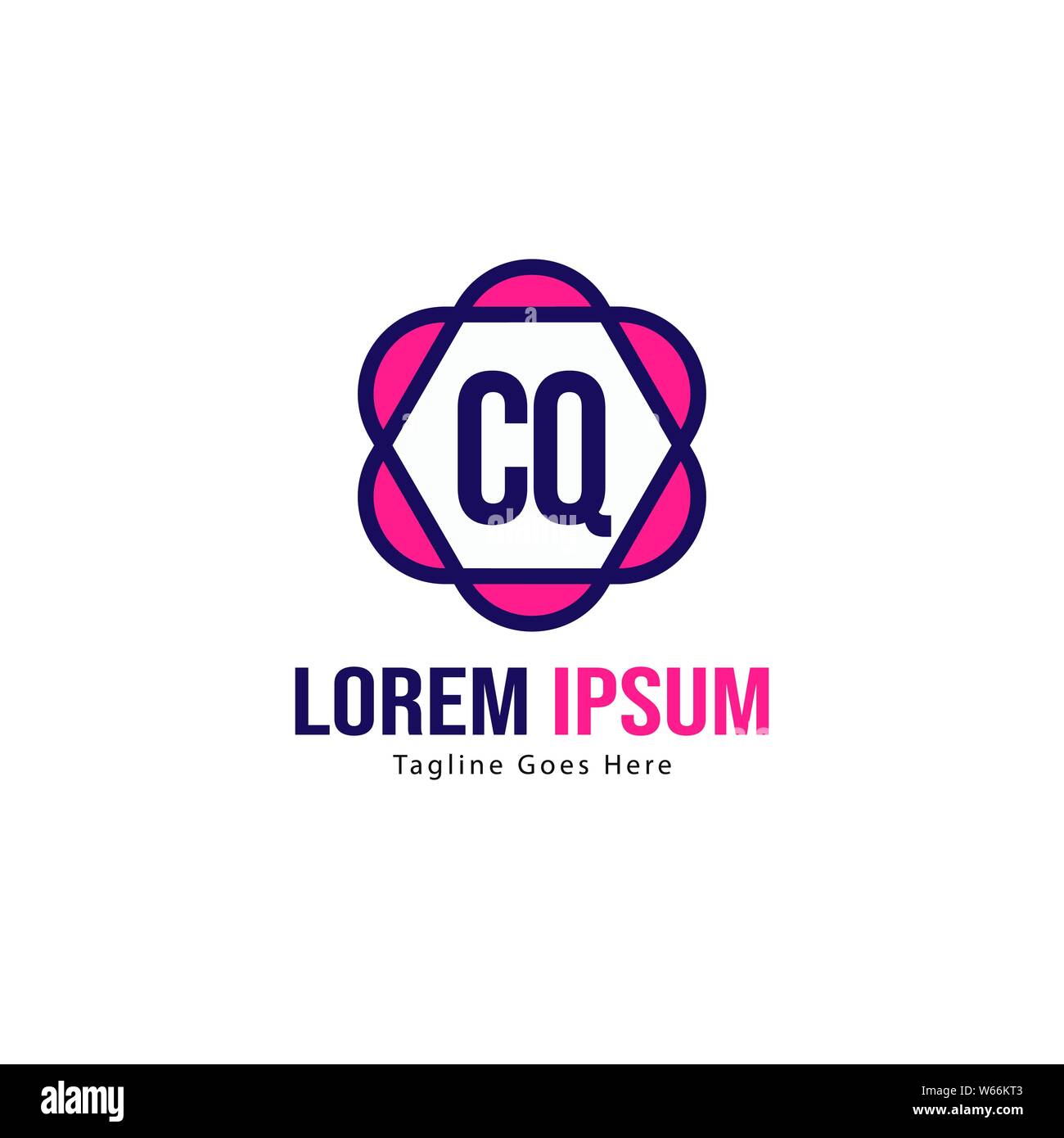 Initial CQ logo template with modern frame. Minimalist CQ letter logo ...