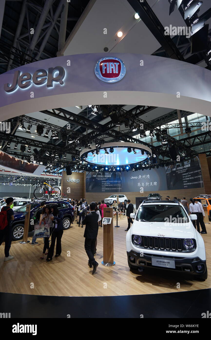 --FILE--People visit the stand of Jeep of GAC Fiat Chrysler, a joint ...