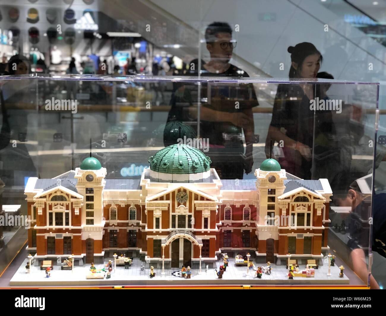 View of a Lego model of the old Shenyang Railway Station in Shenyang ...