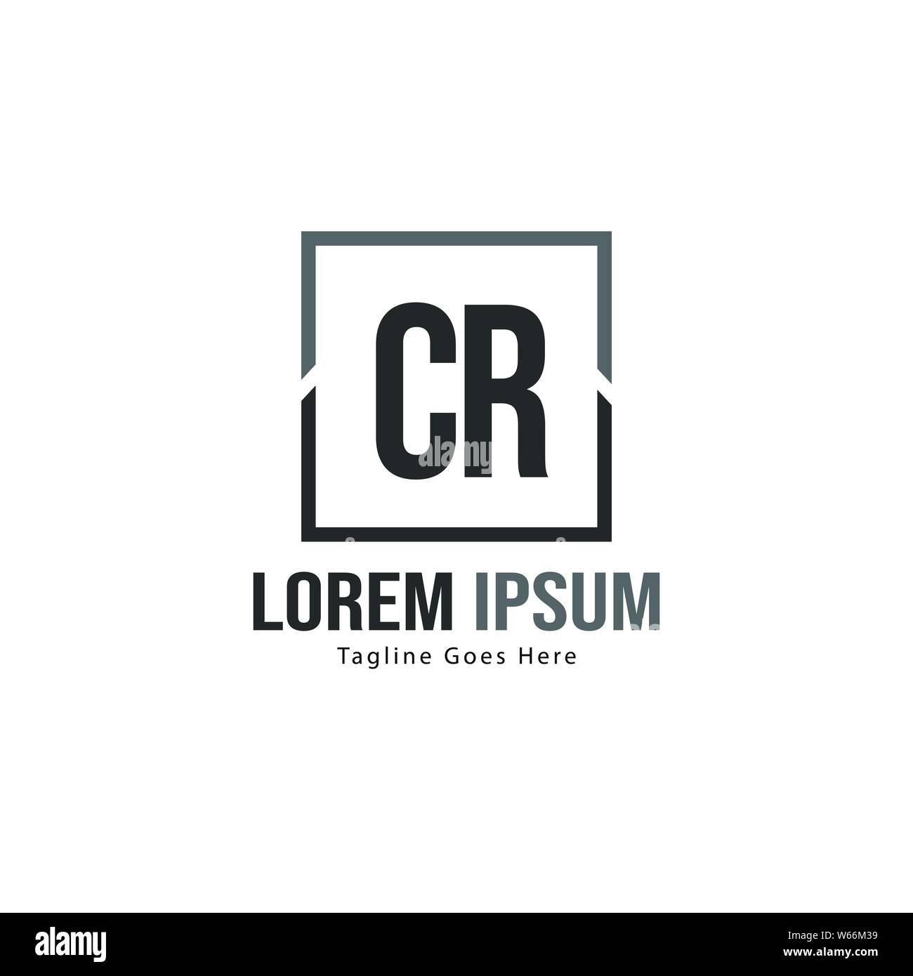 Initial CR logo template with modern frame. Minimalist CR letter logo ...
