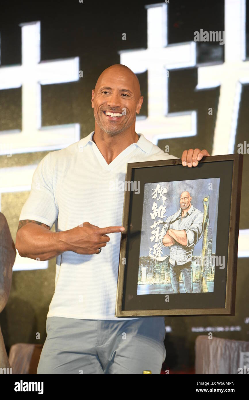 American actor Dwayne Johnson attends a press conference for new movie ...