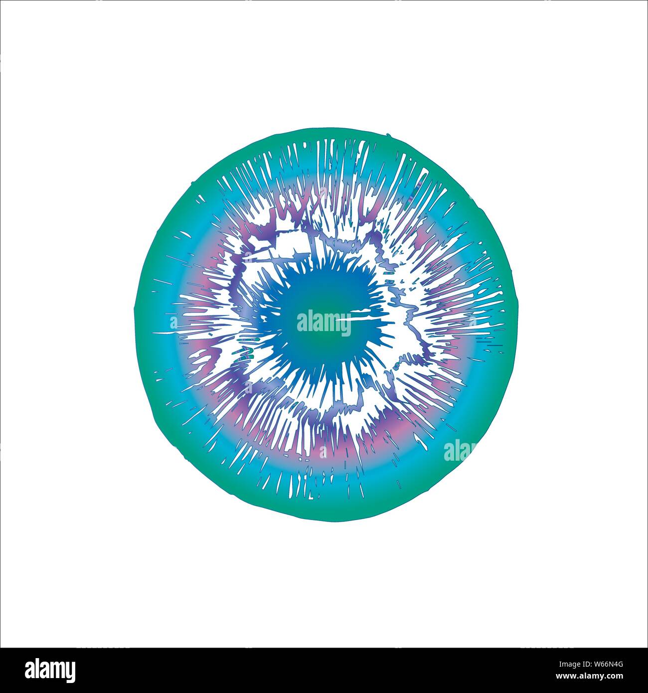 Neon illustration of the iris of the eye in the technique of hatching ...