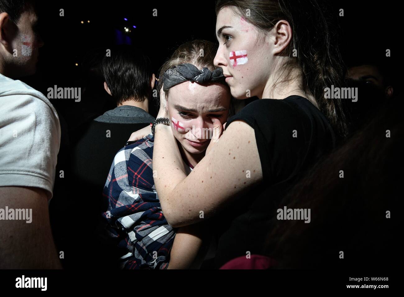 England fans weep after England was defeated by Croatia in the ...