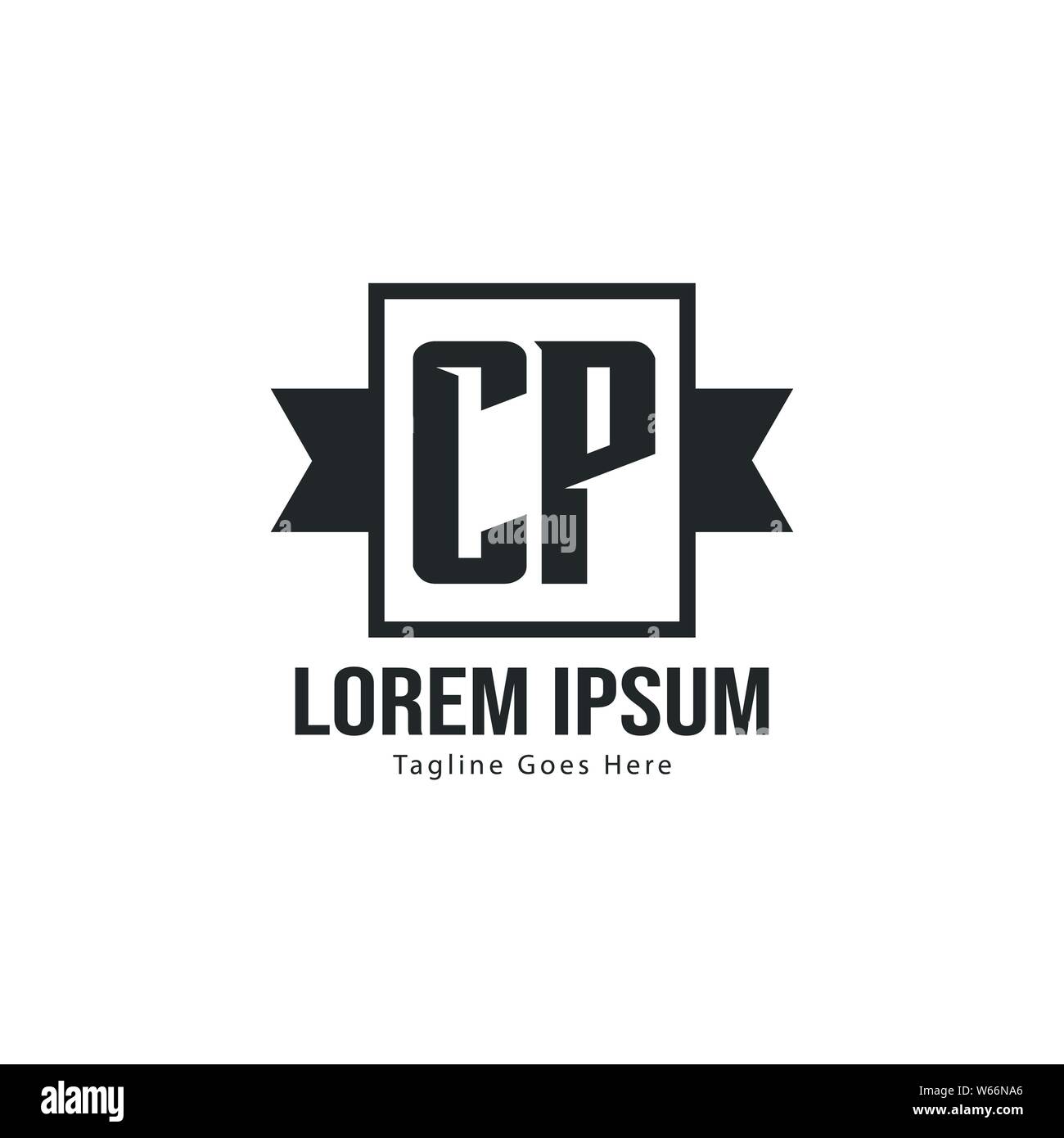 Initial CP logo template with modern frame. Minimalist CP letter logo ...