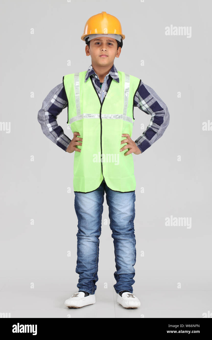 Boy pretending to be an architect Stock Photo - Alamy