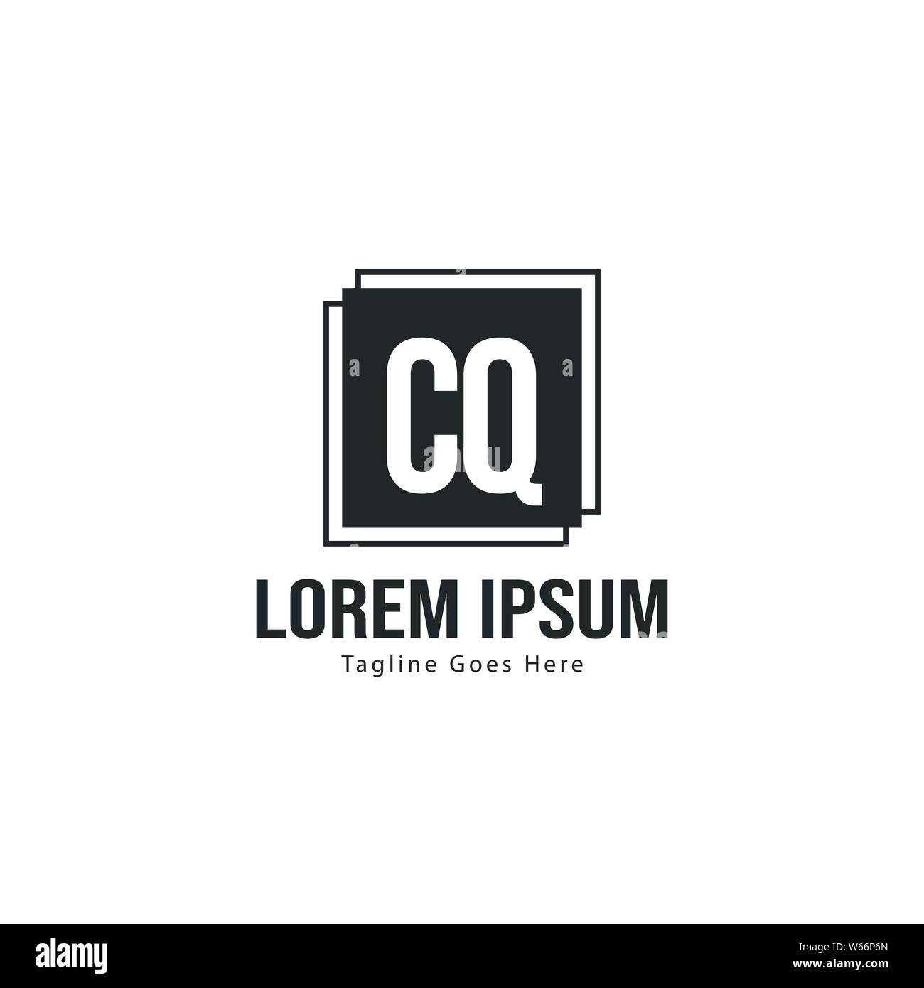 Initial CQ logo template with modern frame. Minimalist CQ letter logo ...