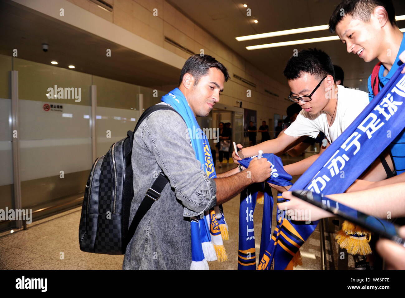 Italian-Brazilian football player Eder is pictured after arriving at ...