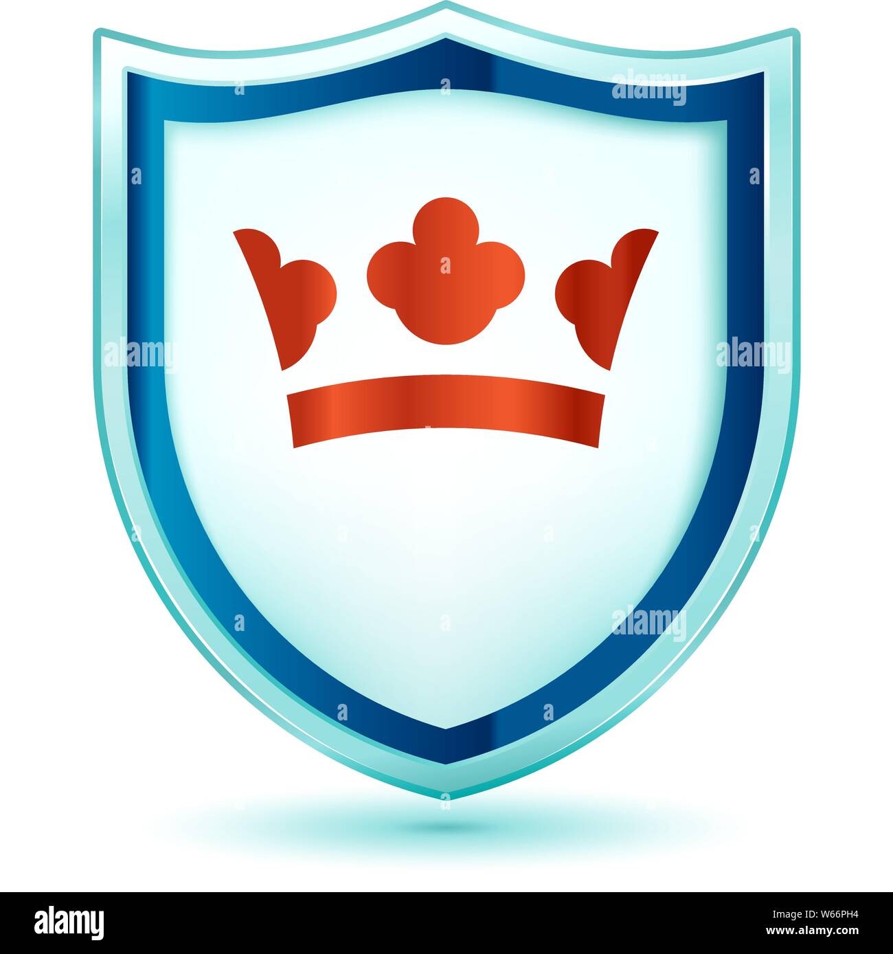 Vector illustration. Icon of shield and crown in realistic style Stock ...