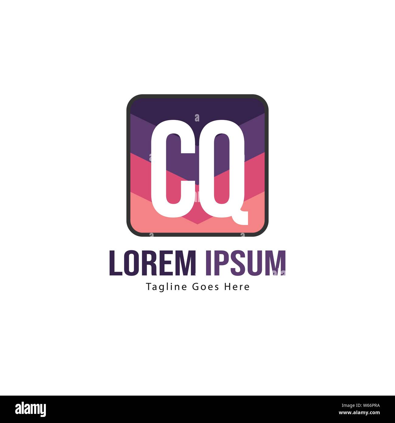 Initial CQ logo template with modern frame. Minimalist CQ letter logo ...