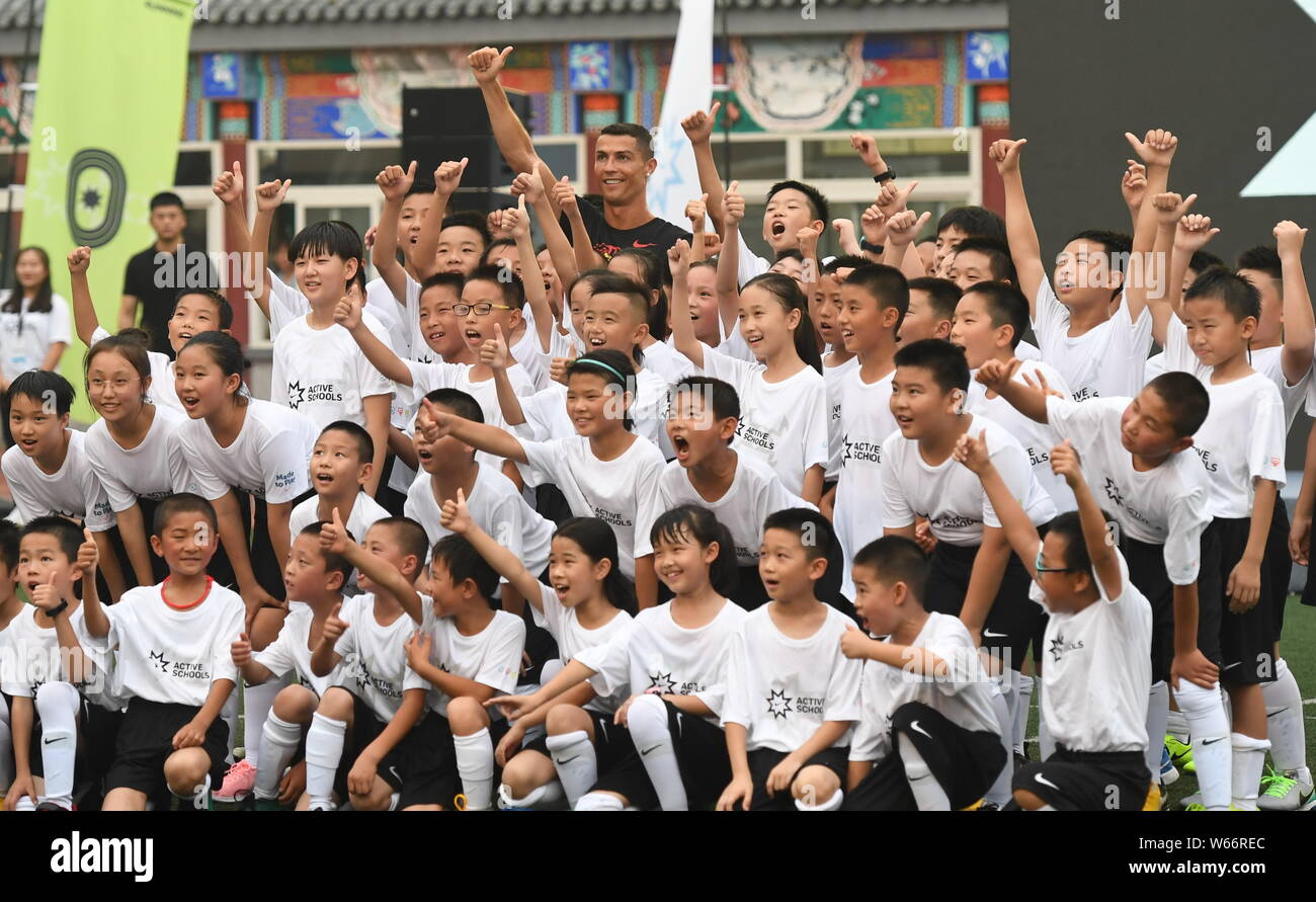 Portuguese football player Cristiano Ronaldo of Juventus FC, center ...
