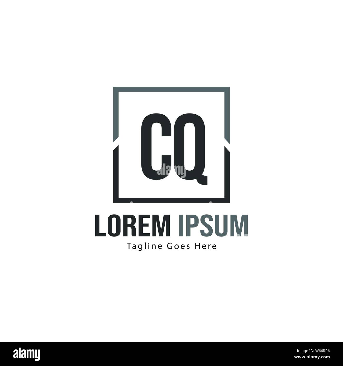 Initial CQ logo template with modern frame. Minimalist CQ letter logo ...