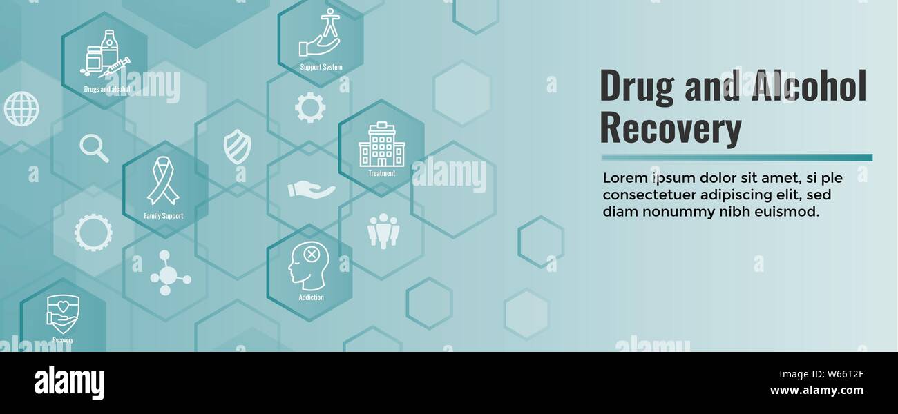 Drug & Alcohol Dependency Icon Set and Web Header Banner Stock Vector ...