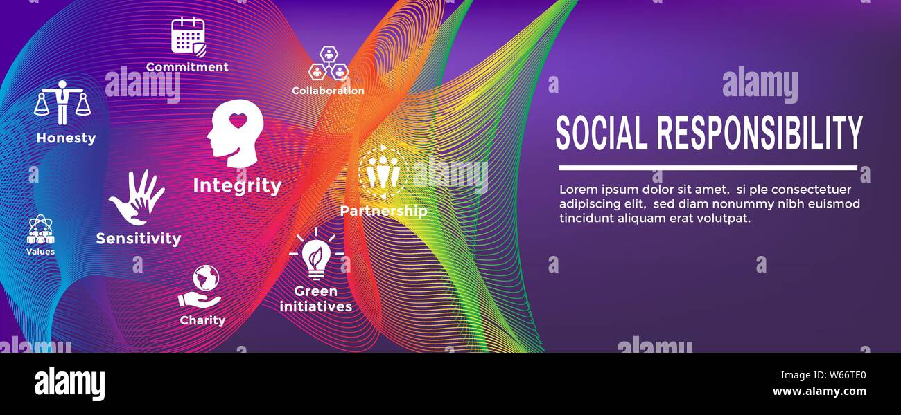 Social Responsibility Plus Icon Set & Web Header Banner Stock Vector ...