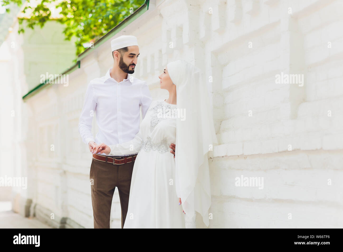National wedding. Bride and groom. Wedding muslim couple during the ...