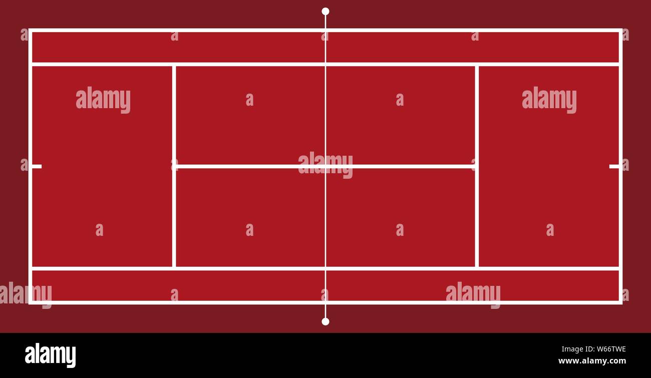 Vector illustration. Frontal view of tennis field. Geometric and flat ...