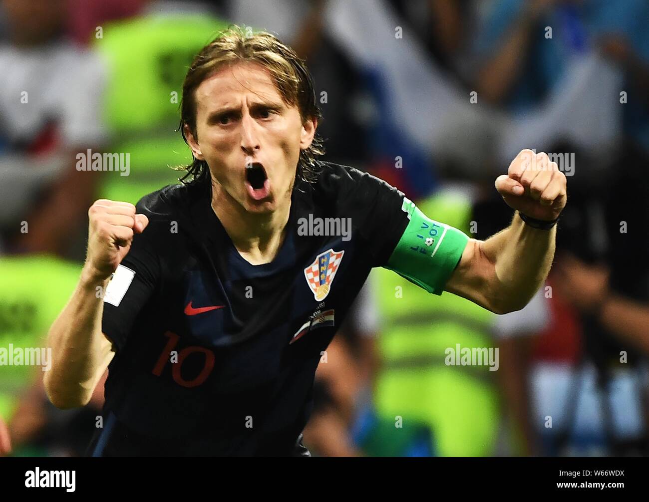 Luka Modric of Croatia reacts after scoring a penalty kick against ...