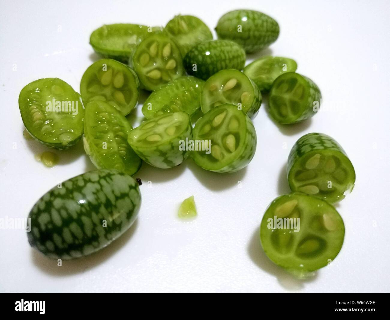 Tiny watermelons are for sale at a supermarket in Shanghai, China, 29 ...